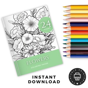 Flower Coloring Pages 24 Printable Pages, Plant Coloring, Botanical ...