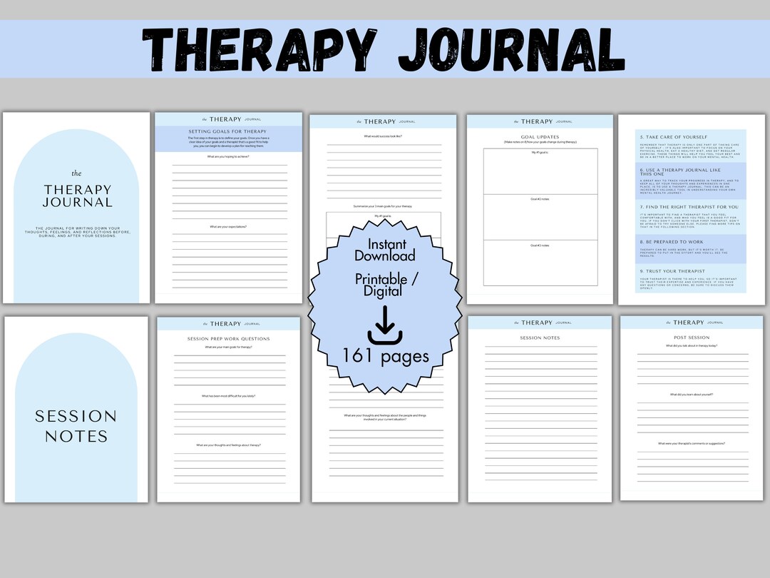 Therapy Journal Printable, Mental Health Planner, Anxiety Journal ...