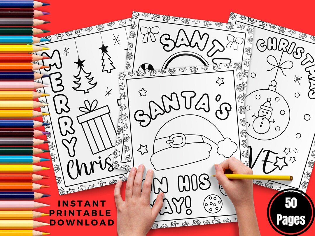 Kids Christmas Coloring Pages X 50, Printable Christmas Activity Pages ...