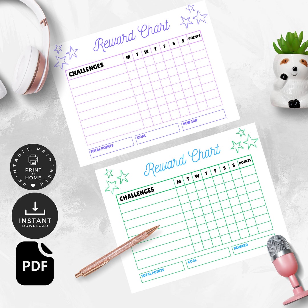Kids Chore Chart, Printable Childrens Rewards Chore Chart, Printable ...