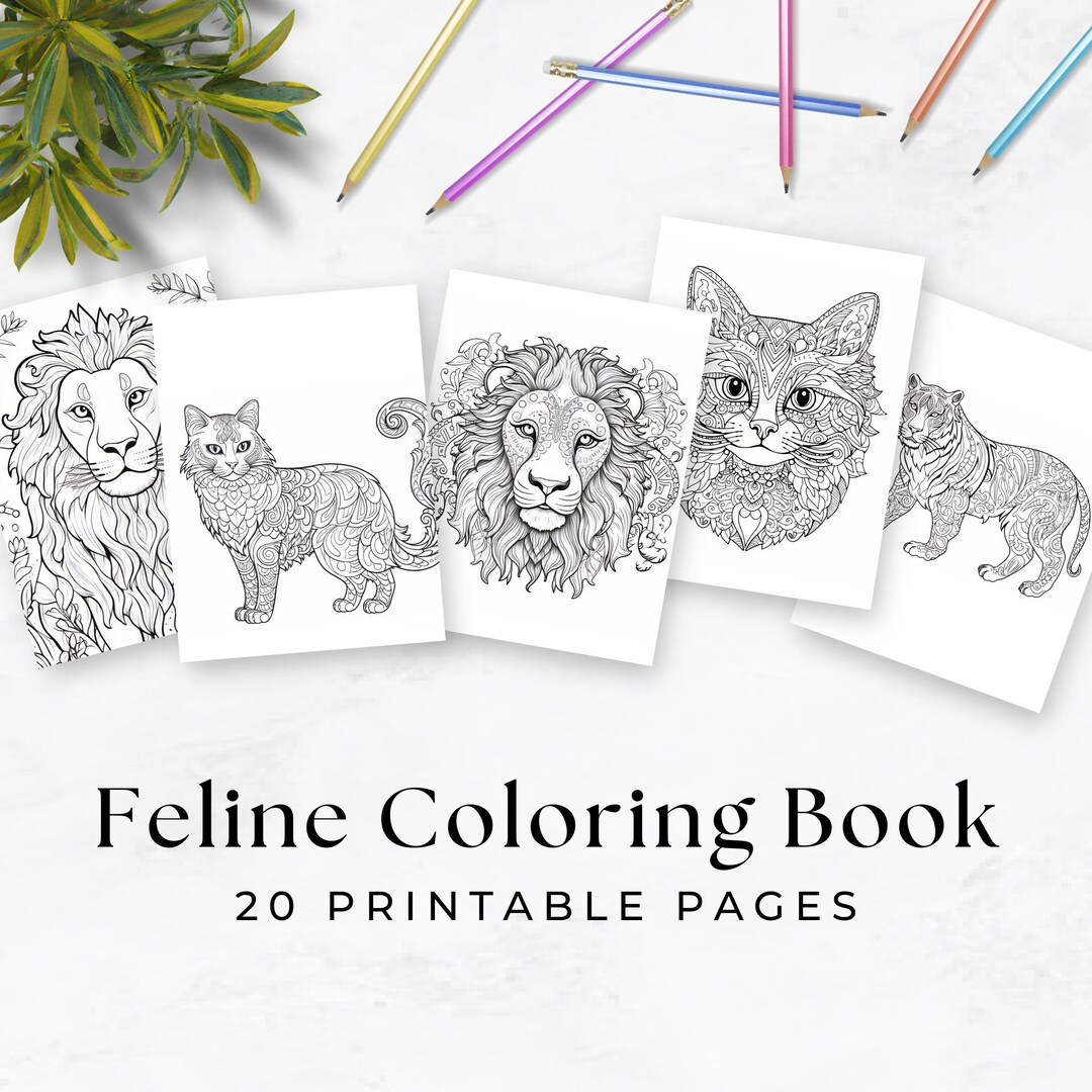 Feline Cat Coloring Pages, Mindfulness Coloring Pages, Colouring for ...