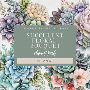 Watercolor Succulent Clipart Bundle, Succulent PNG, Boho Wedding Decor ...
