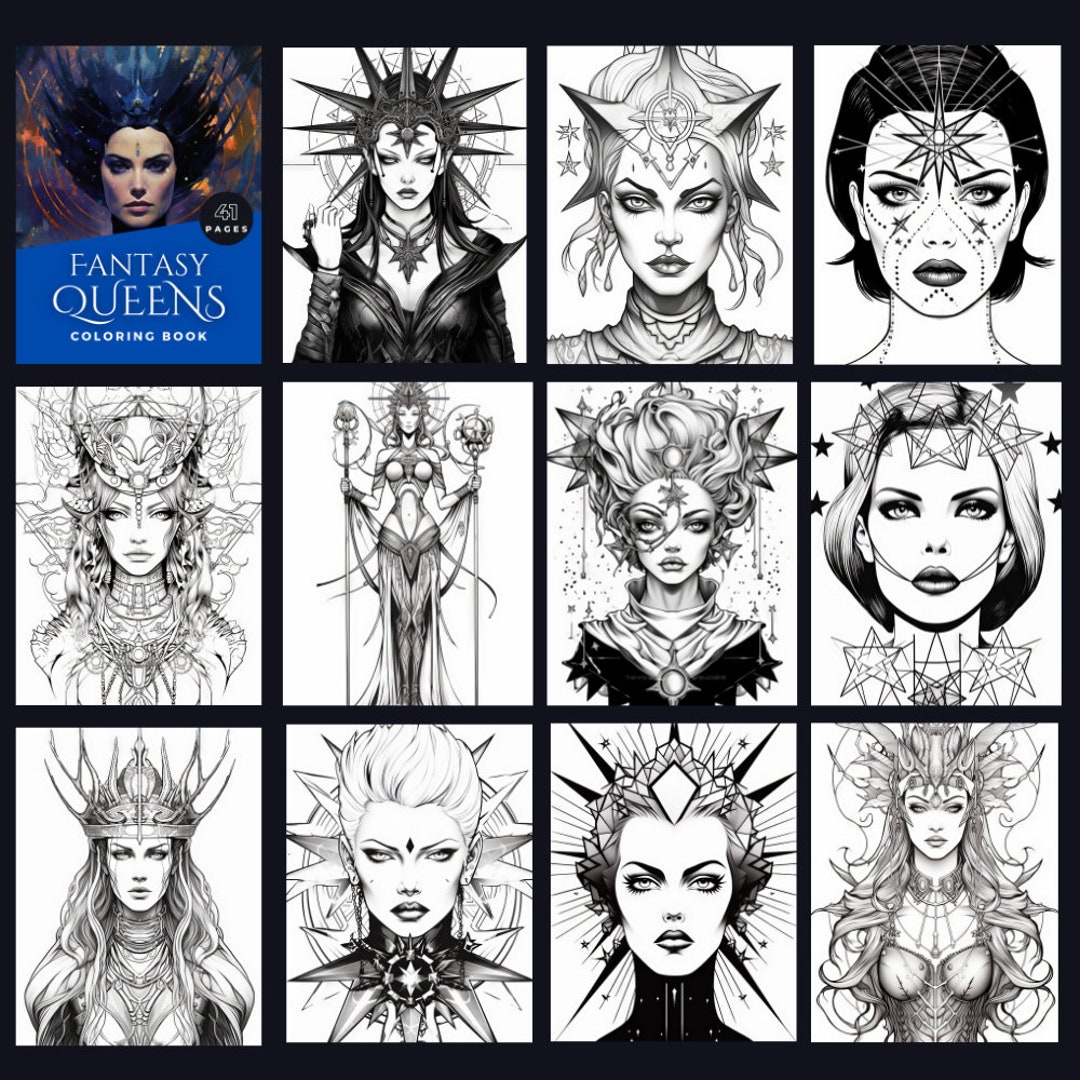 Fantasy Queens Coloring Pages 41 Printable Pages, Magical Coloring ...