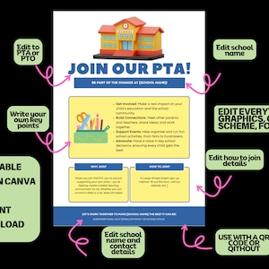 Editable Join Our PTA PTO Flyer Poster, Volunteer Recruitment, School ...