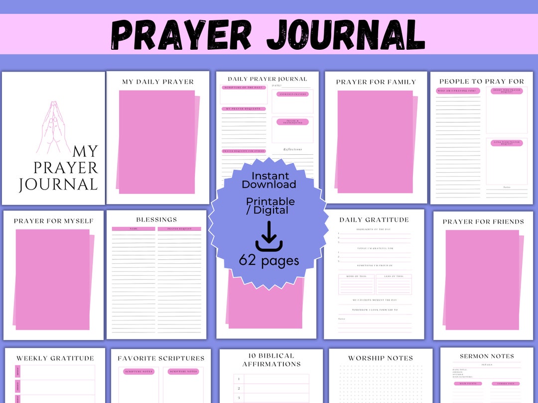 Prayer Journal Printable, Digital Prayer Journal, Reflection Notes PDF ...