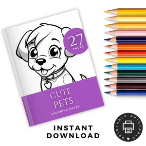 Kids Coloring Book, Pet Coloring, 27 Printable Pages , Dog Coloring ...