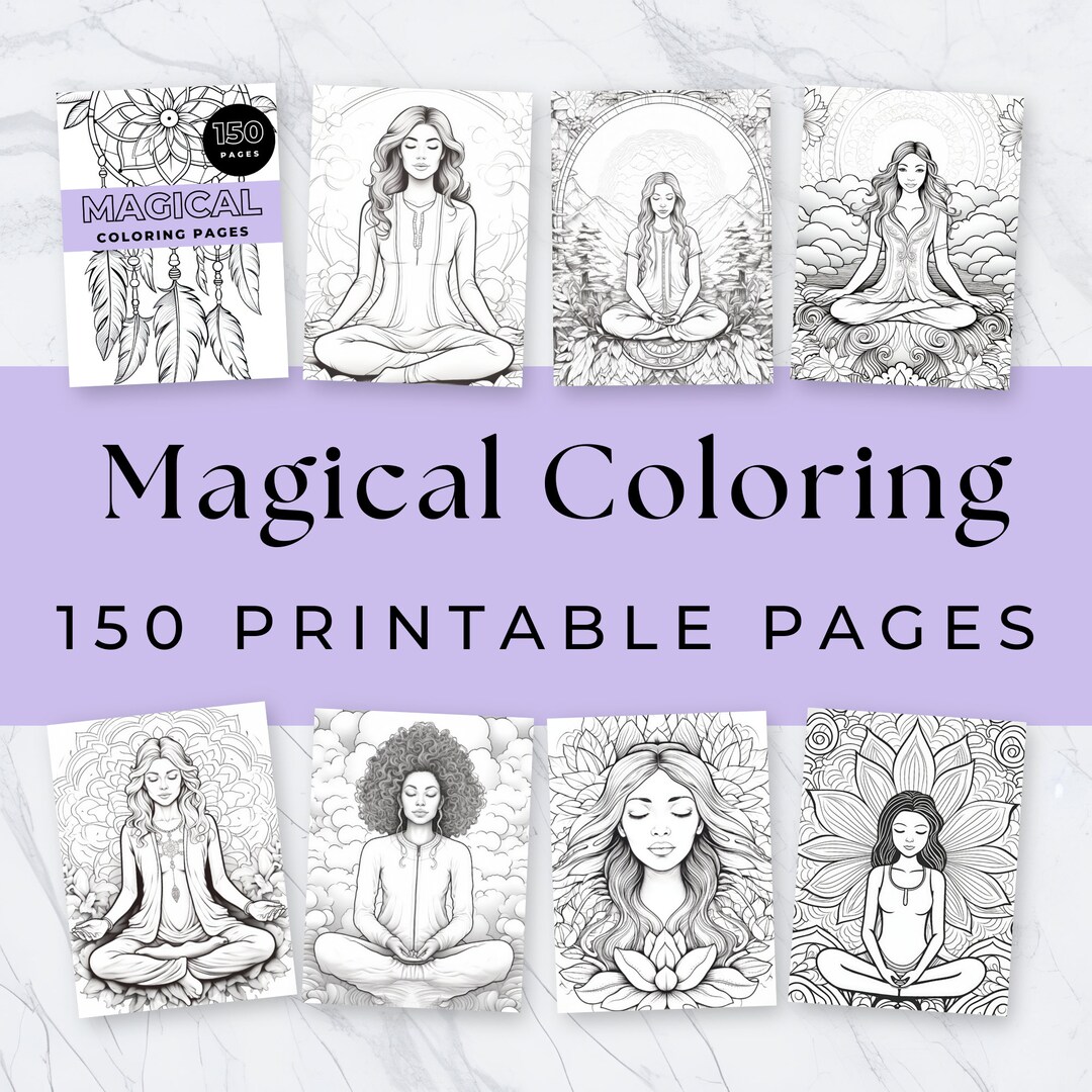 Magical Coloring Pages 150 Printable Pages, Fantasy Coloring, Enchanted ...