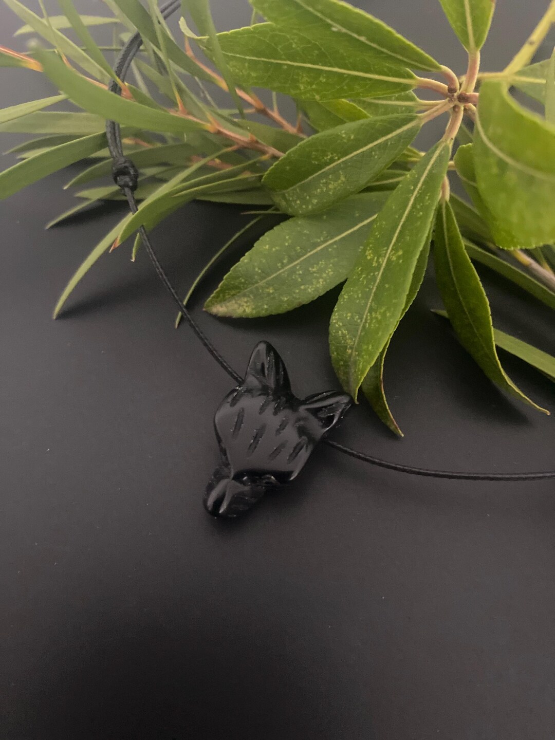Hand Carved Black Obsidian Wolf Necklace - Etsy
