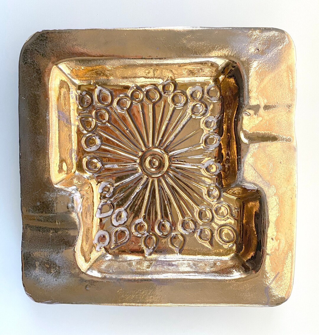 Mid Century Italian Gold Ashtray Fine Ceramic Art Vintage Ashtray ...