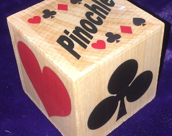 Euchre Cube / Natural Wood Square Block / Trump / Pinochle / What's Trump / Cards / Suit ...
