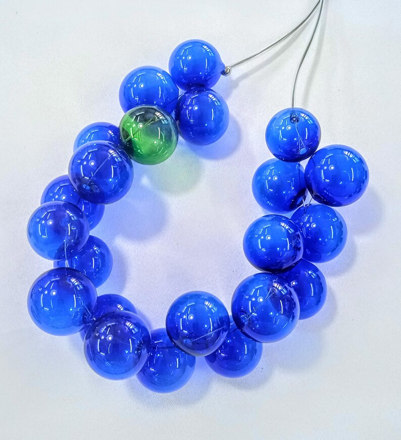 Cobalt Blue Round Glass Bubbles Beads Necklace.handmade,modern and Unique Necklace. Birthday ...