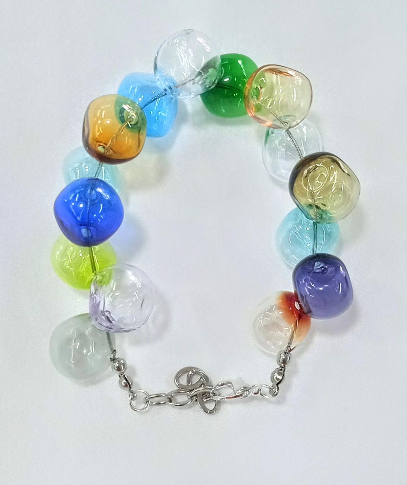 Murano Glass Bracelet,transparent Hollow Bead,handmade Unique and ...