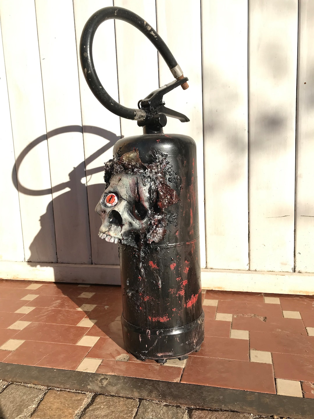 Fire Extinguisher Modern Art 3D Skull With Abstract Spray and Mixed ...
