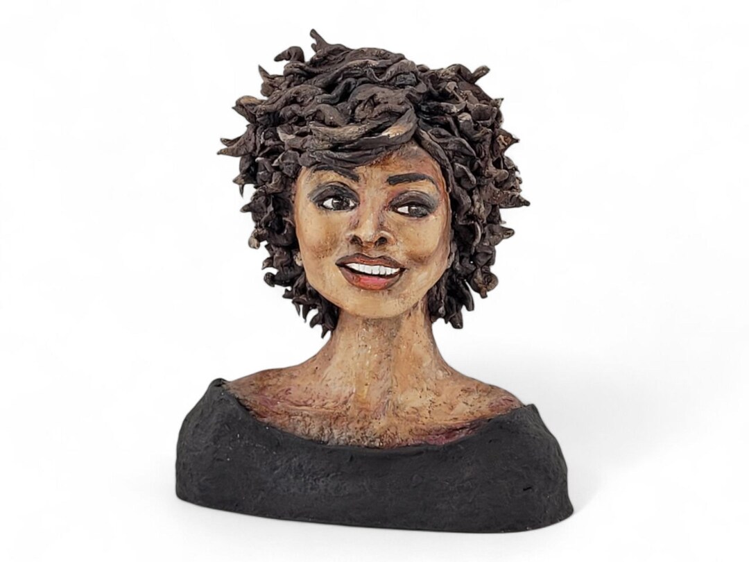Bust Sculpture – Handmade Art Tribute – Queen of Rock 'n' Roll Figurine ...