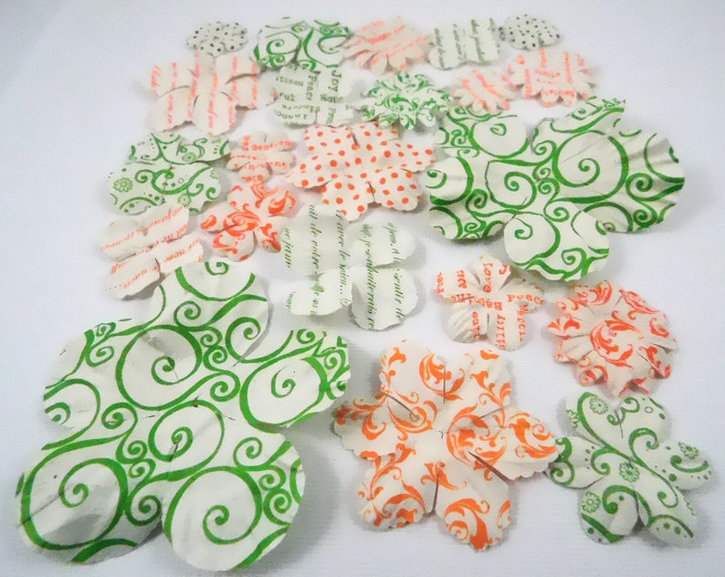 Prima Paper Flowers White Orange Green All Patterns Assortment - Etsy