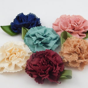 Fabric Flowers Lace Ribbon Assorted Colors Blue Cream Red Tan Pink Teal ...