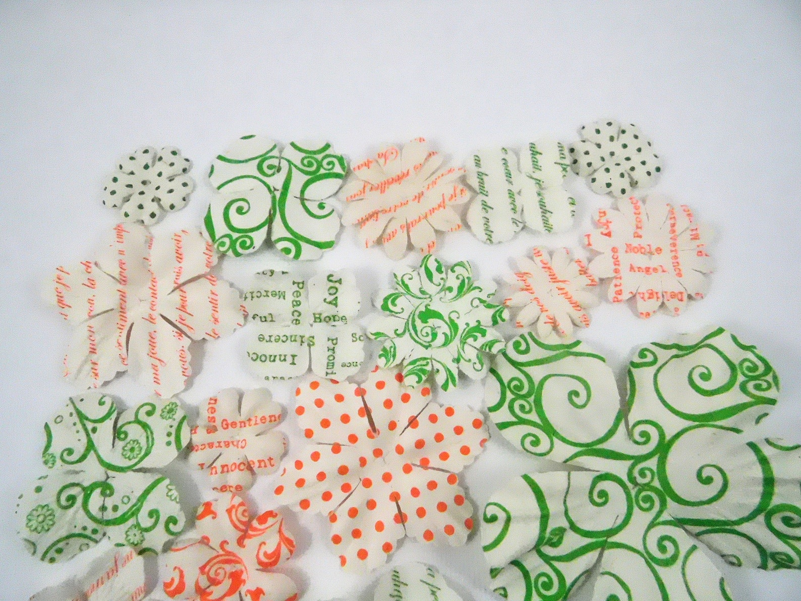 Prima Paper Flowers White Orange Green All Patterns Assortment - Etsy