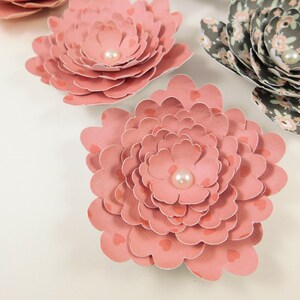 4.75 Large Handmade Paper Flowers White Pink Gray Grey - Etsy