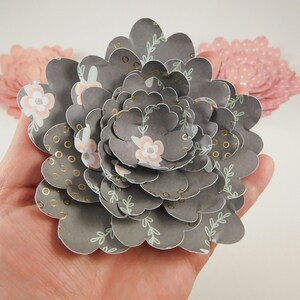 4.75 Large Handmade Paper Flowers White Pink Gray Grey - Etsy