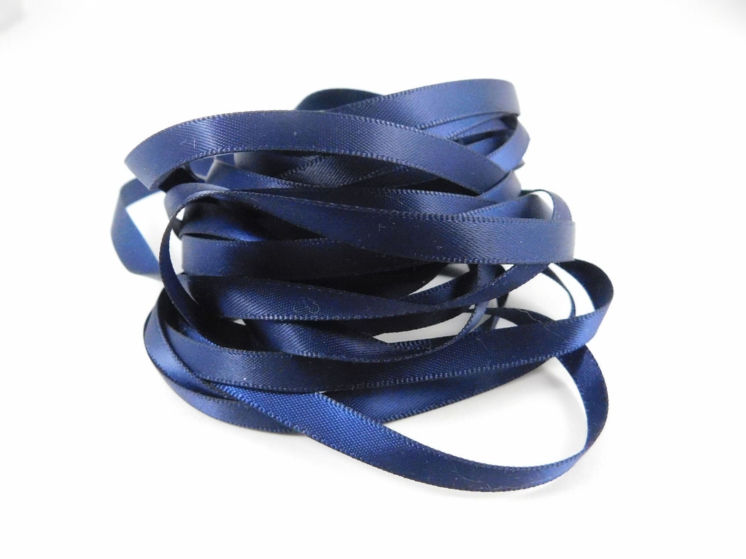 1/4 Inch Wide Navy Dark Blue Double Face Satin Ribbon 5 Yards for ...