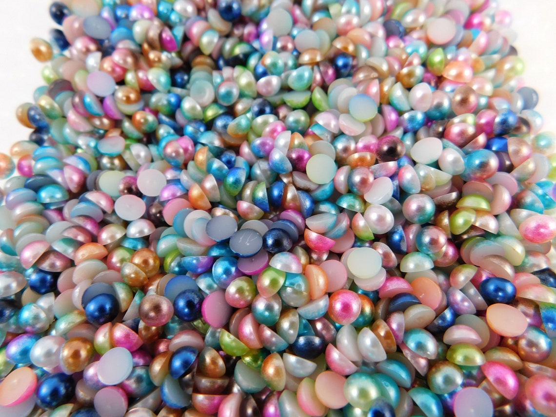 Two tone Acrylic Flat back Pearls 100 per pack 5mm size Random | Etsy