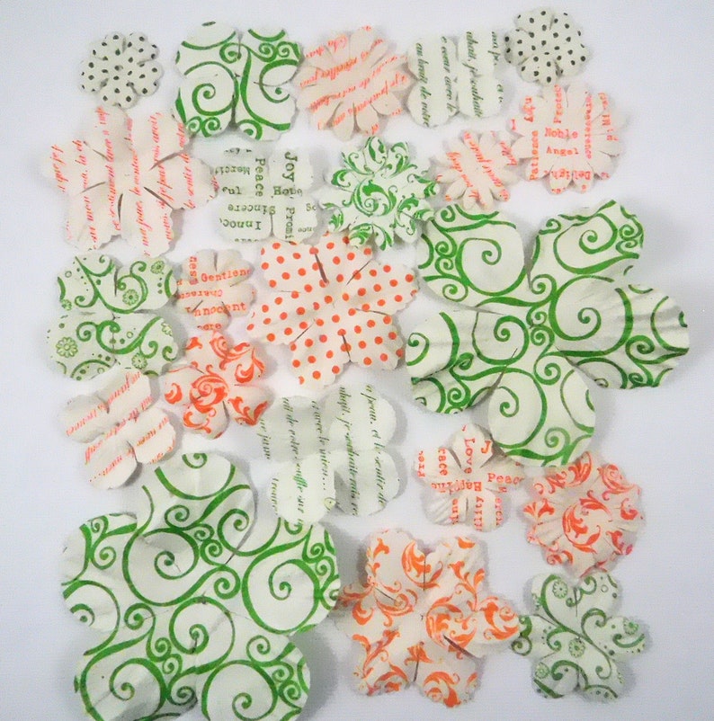 Prima Paper Flowers White Orange Green All Patterns Assortment - Etsy