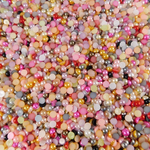 Multi Colored Acrylic Flat Back Pearls 100 per Pack 6 Mm Half | Etsy