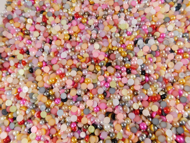 Multi Colored Acrylic Flat Back Pearls 100 per Pack 6 Mm Half - Etsy