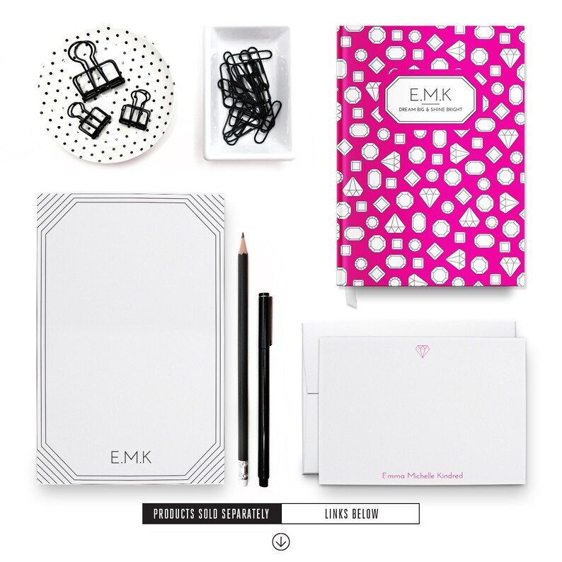 Personalized Stationery Set Diamond Note Cards Personalized | Etsy