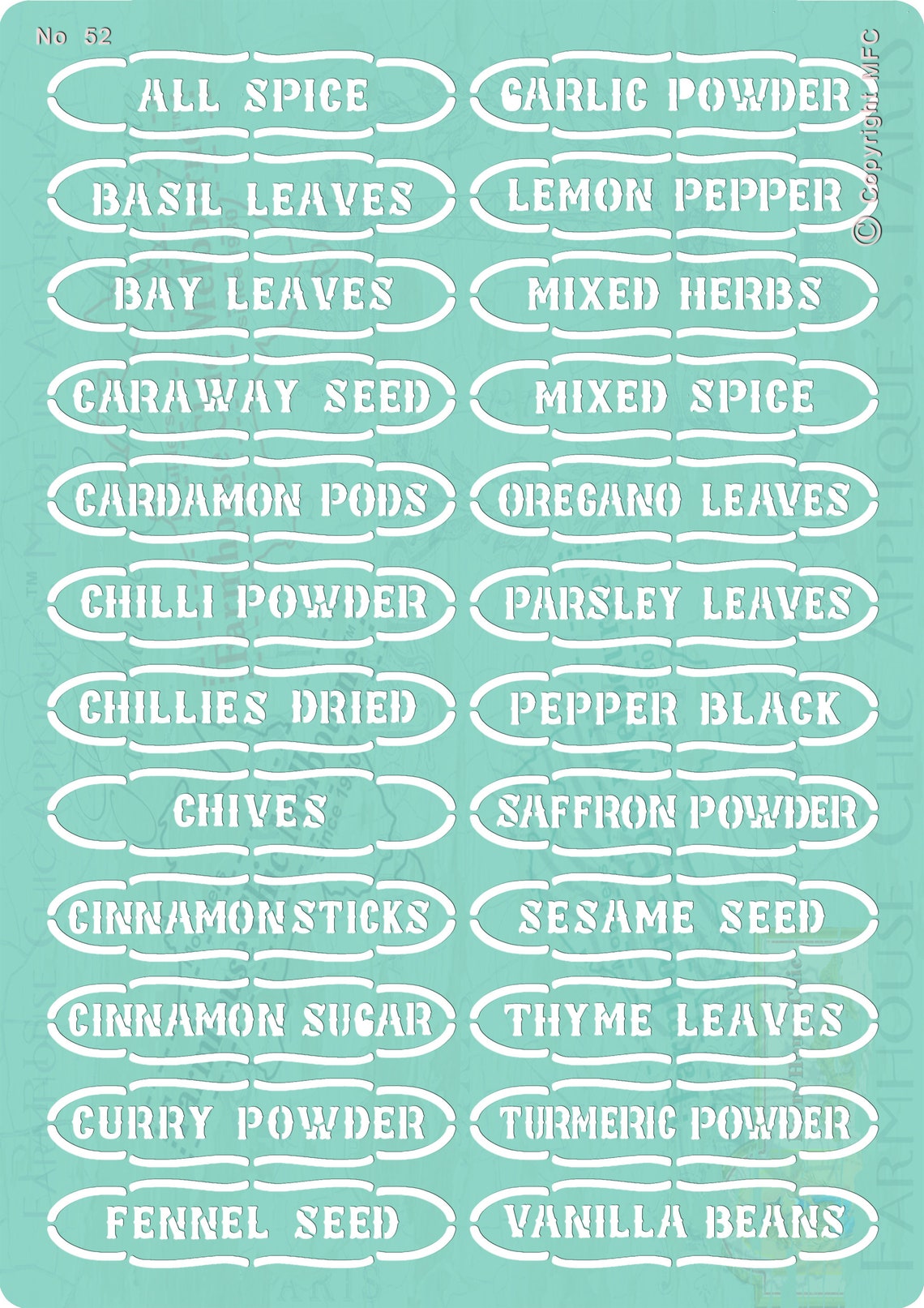 Herbs & Spices Stencil, DIY Stencil, Country Style Stencil, Kitchen ...