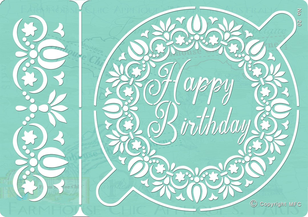 Happy Birthday Cake Stencil, Cake Stencil, Reusable 7 - 3/4 Inch or 19. ...
