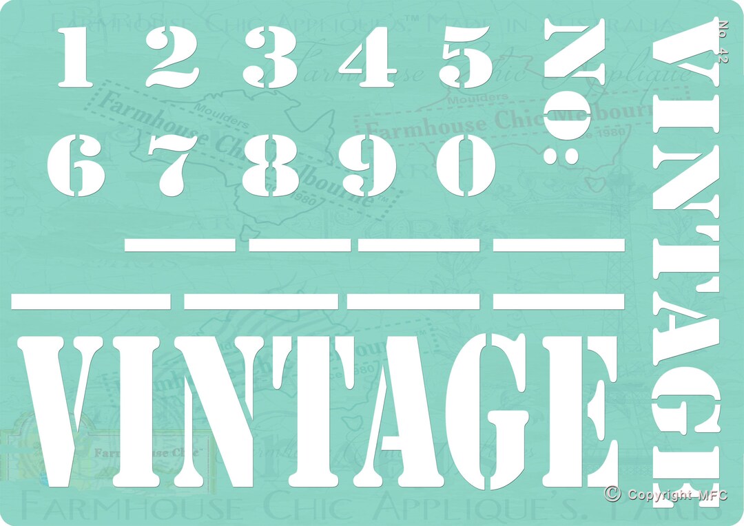Vintage Stencil, Numbers Stencil, Mylar French Style Vintage Stencil ...
