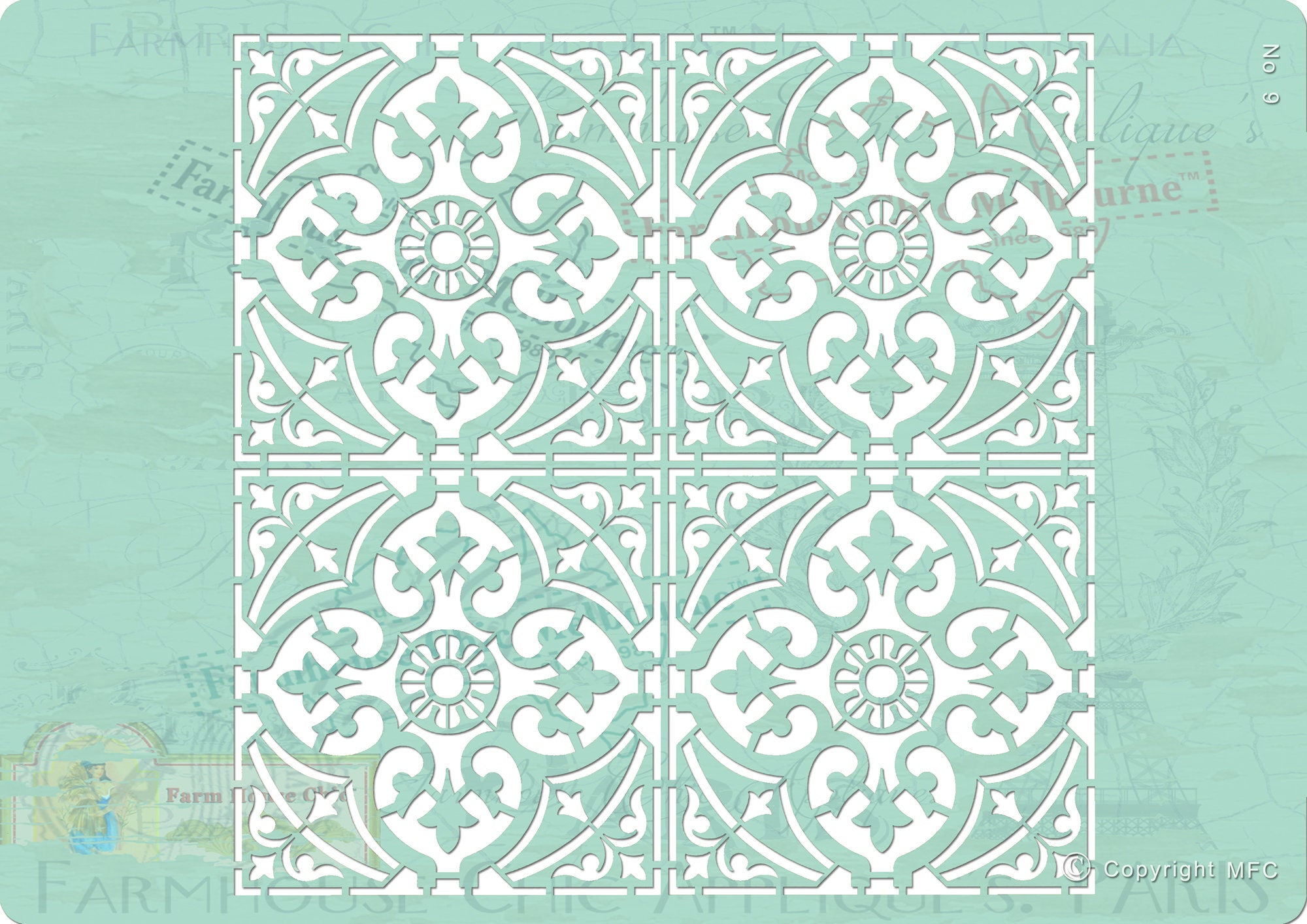 Moroccan Tiles Mylar Furniture Stencil, French Morocco Style Vintage ...