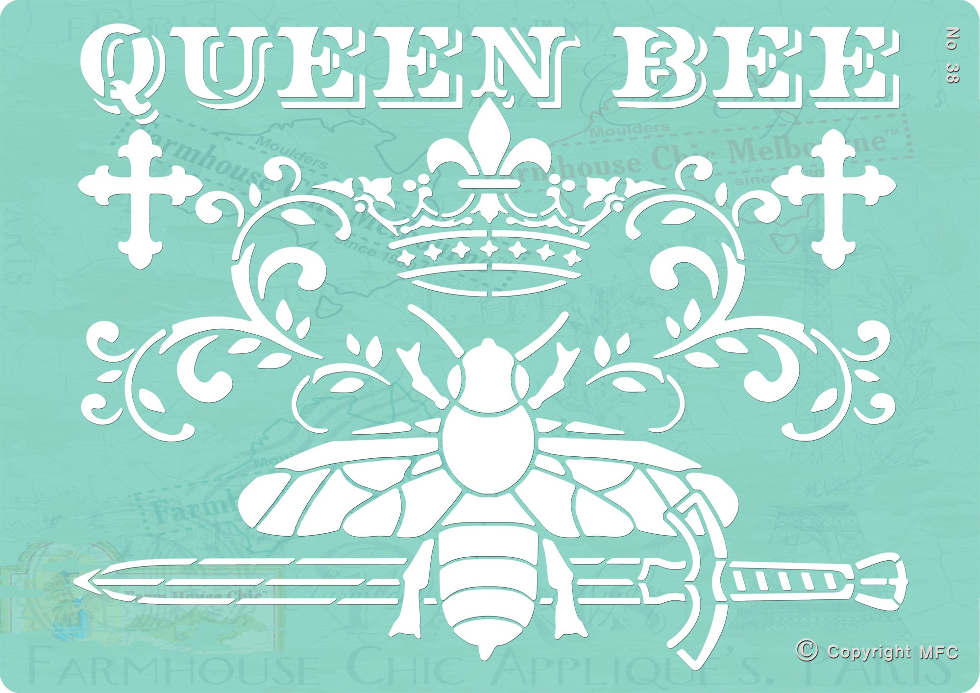 Queen Bee Stencil, DIY Stencil, Pochoir De La Reine Des Abeilles, Crown ...