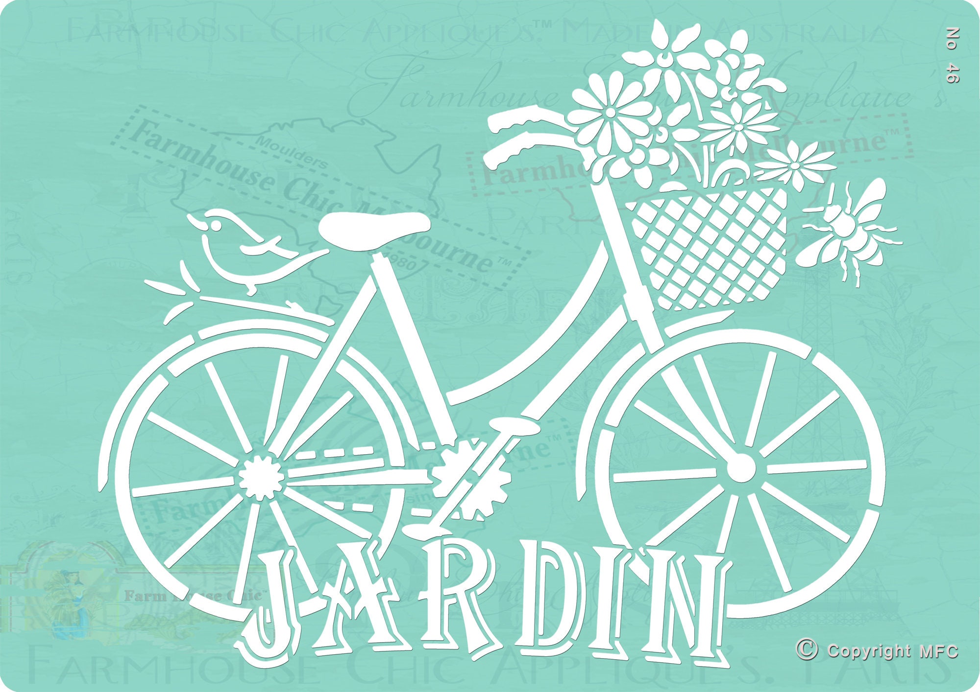 Reusable Furniture Stencil, Vélo De Jardin Stencil, Garden Bicycle ...