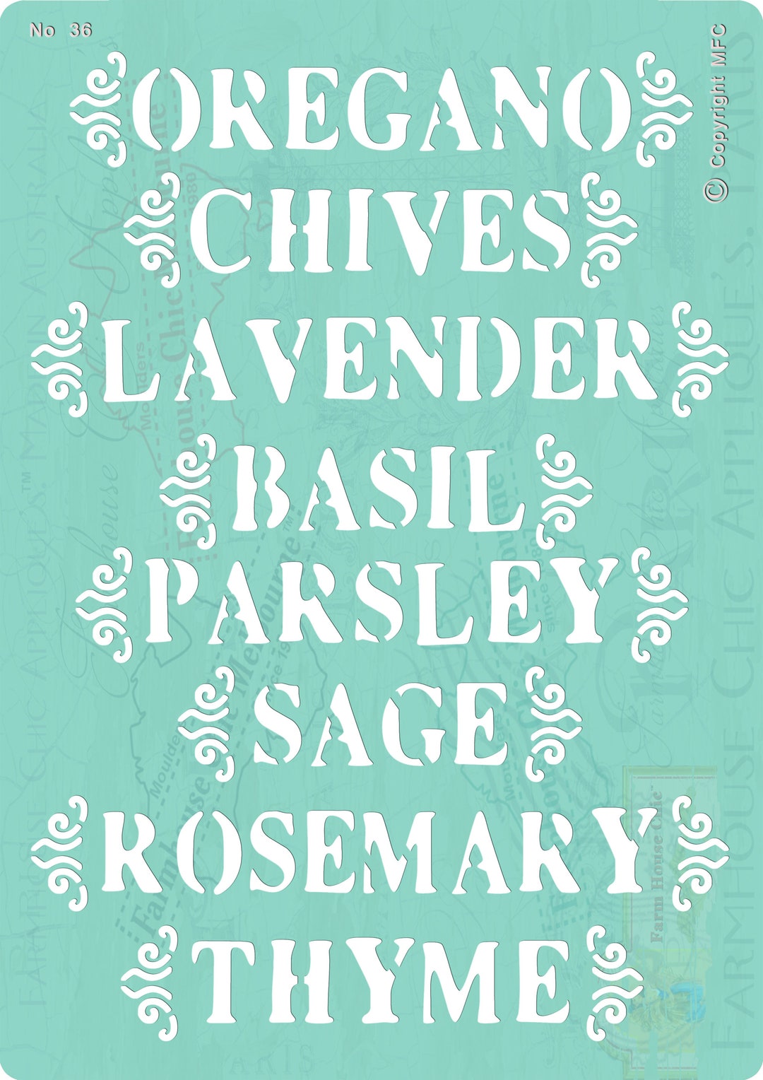 Herb Stencil Mylar Furniture Stencil, French Style Vintage Stencil ...