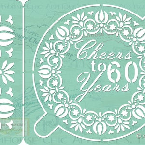 60th Birthday Stencil, Reusable Cake Stencil, Cheers to 60 Stencil 7 ...