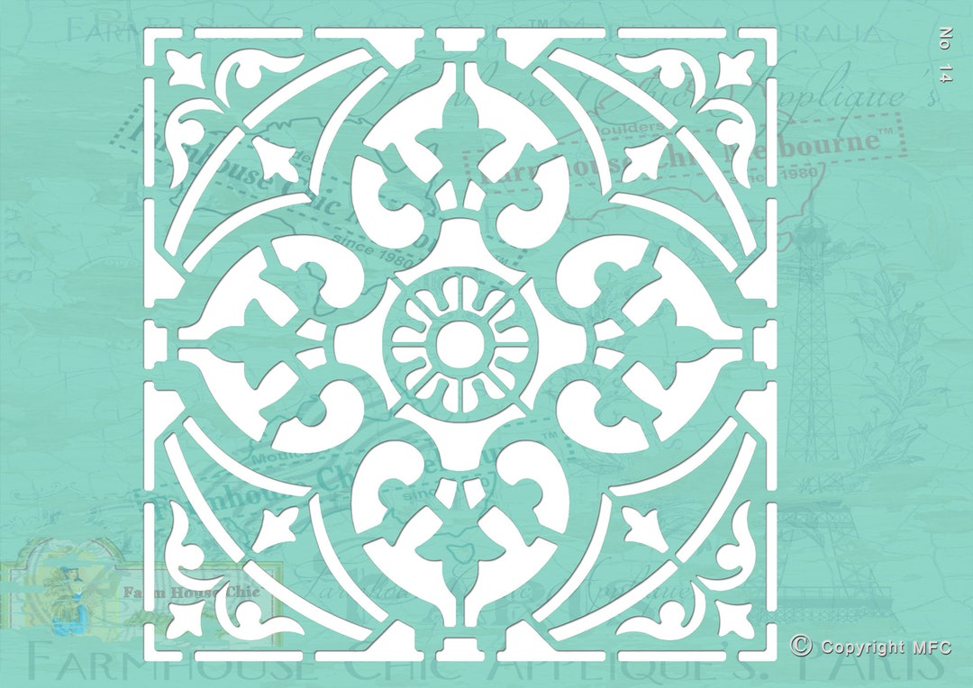 French Moroccan Style Tiles Stencil, Reusable Stencil, Square Cake ...