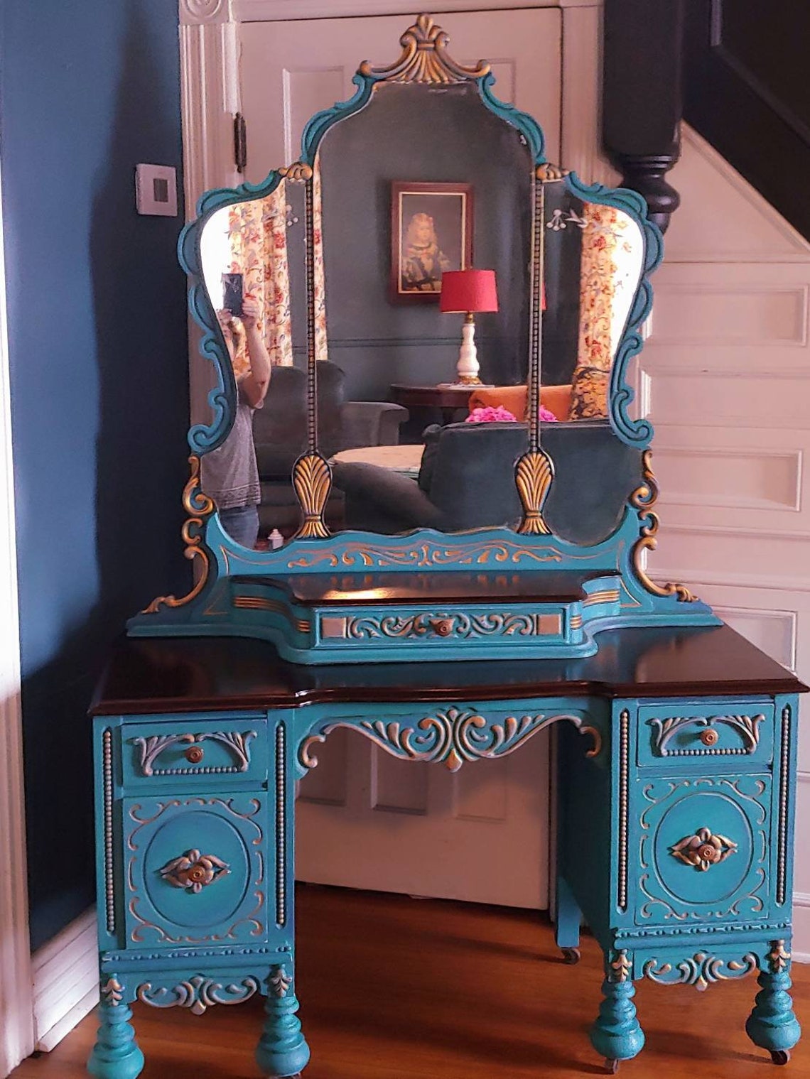Sold Example of My Work. Antique Vanity, Dressing Table With Mirror ...