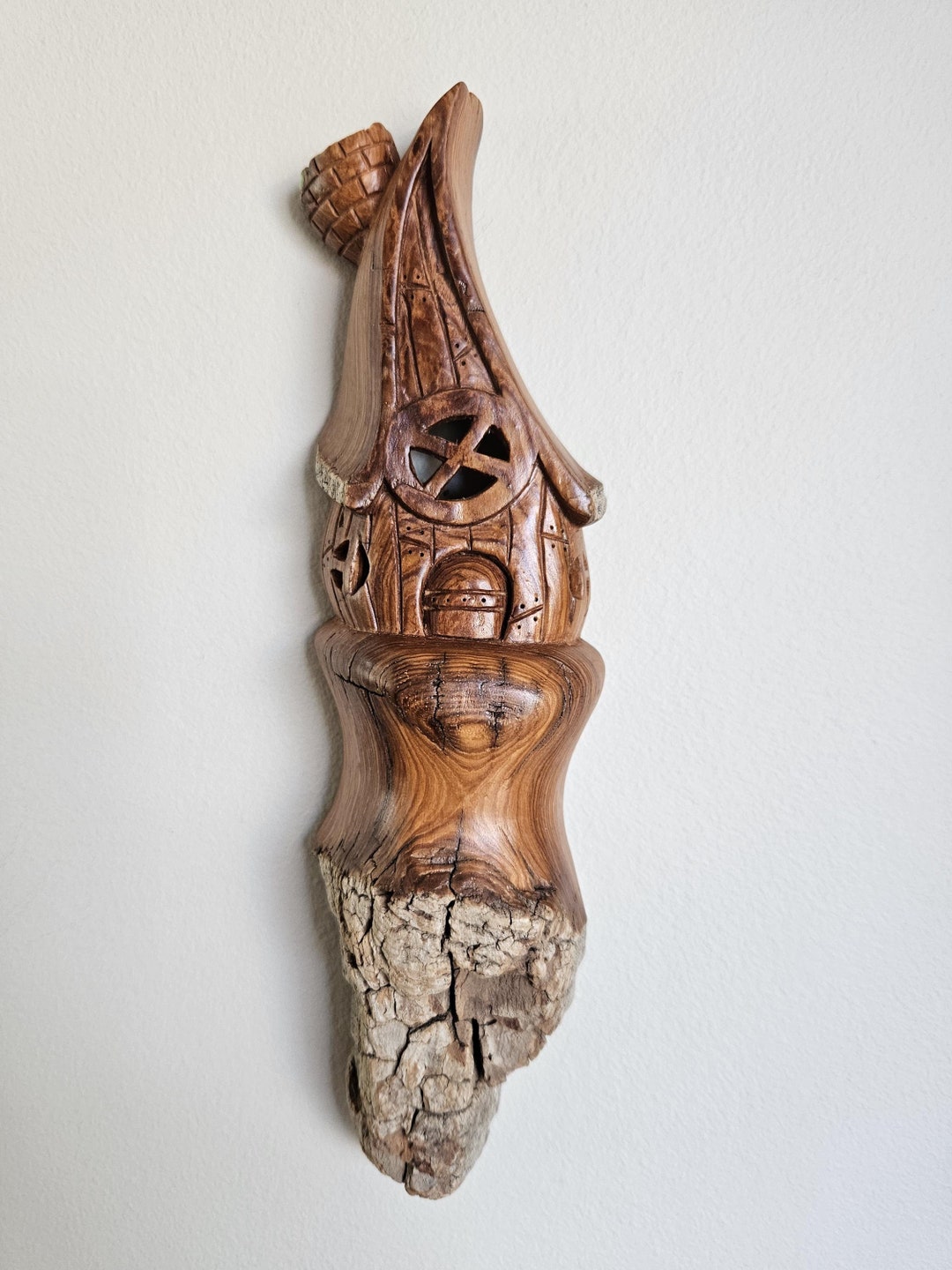Elf House Cottonwood Bark Wood Carving - Etsy
