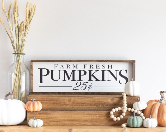 Pumpkins Fall Sign | Fall Farmhouse Sign | Wood Framed Sign | Rustic ...