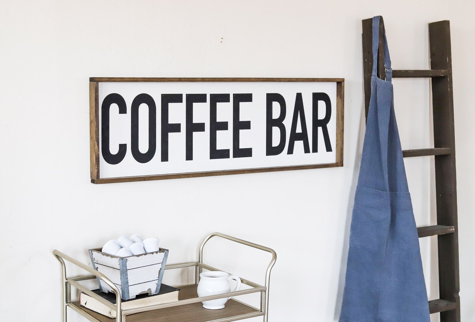 Coffee Bar Sign Farmhouse Kitchen Sign Framed Wood Sign - Etsy