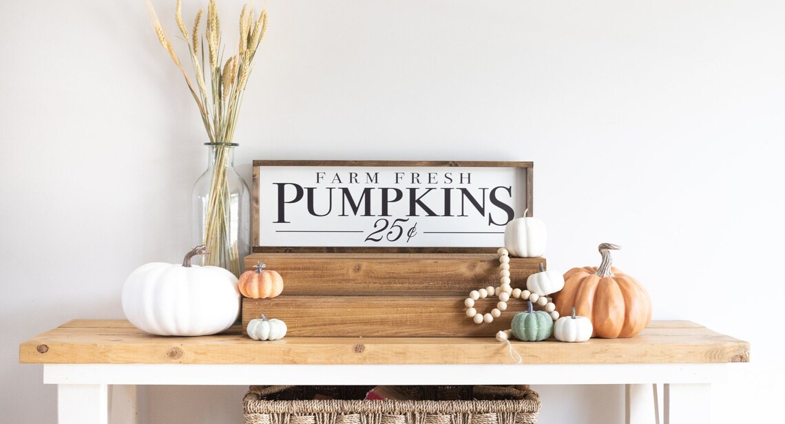 Pumpkins Fall Sign Fall Farmhouse Sign Wood Framed Sign - Etsy