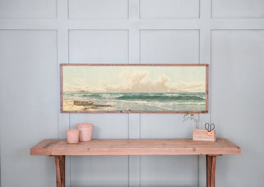 Boat on Beach Vintage Sign Beach House Wall Art Boat Art Sign Vintage ...