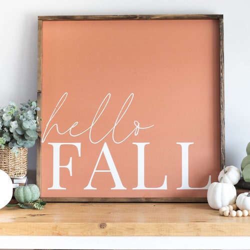 Hello Fall Sign Fall Wall Decor Farmhouse Fall Sign - Etsy