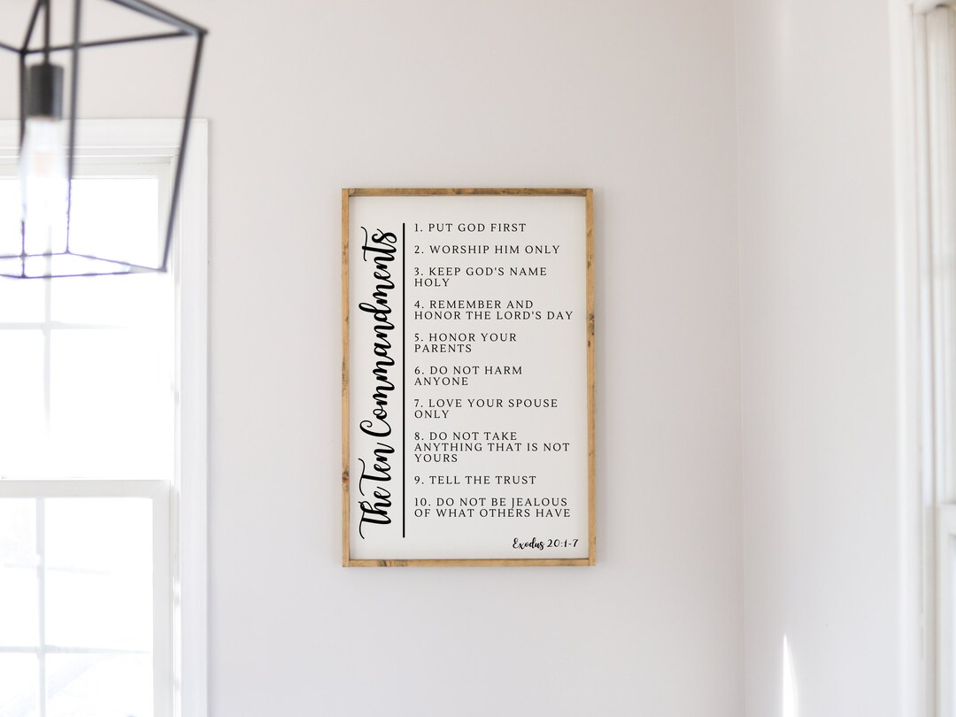 The Ten Commandments Sign | Christian Wall Decor | Farmhouse Wooden ...