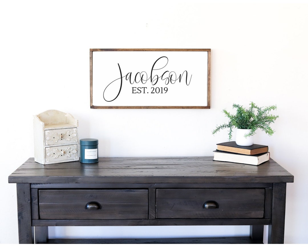 Last Name Sign | Personalized Wood Sign | Wedding Gift | Family Name ...