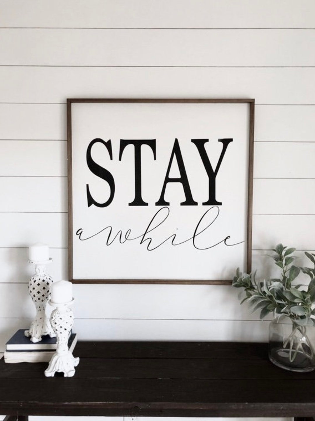 Stay Awhile Sign | Wall Decor | Farmhouse Wall Decor | Modern Farmhouse ...