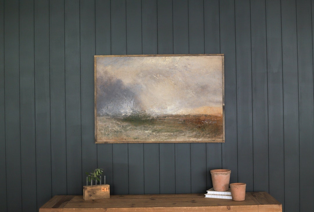 Vintage Abstract Landscape | Large Vintage Wall Art | Vintage Meadow ...
