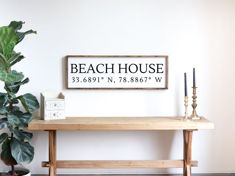 Beach House Sign Beach House Coordinates Sign Beach House - Etsy